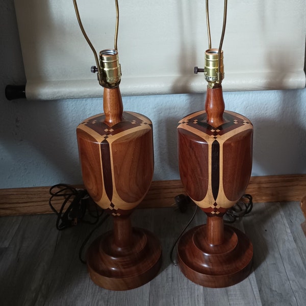 Vintage Wood Lamp - Etsy