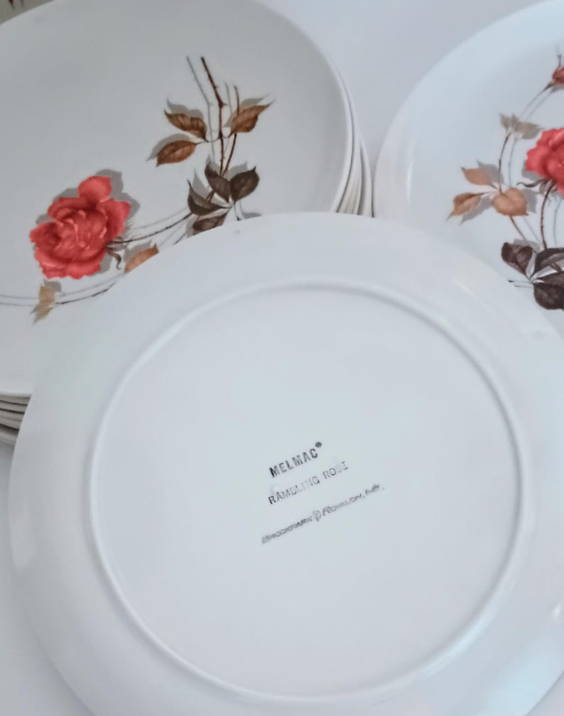 1960's Melmac Dinner Plates ~ Rambling Rose Pattern by Brookpark ...