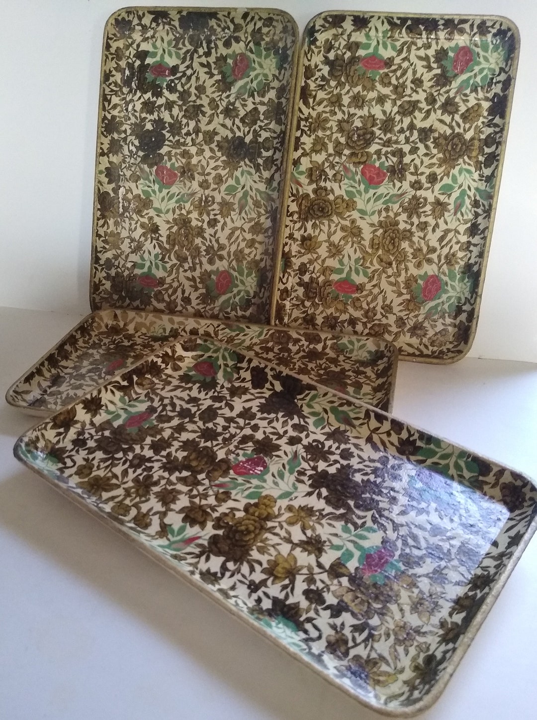 Vintage Paper Mache Alcohol Proof Snack/tip Trays - Etsy