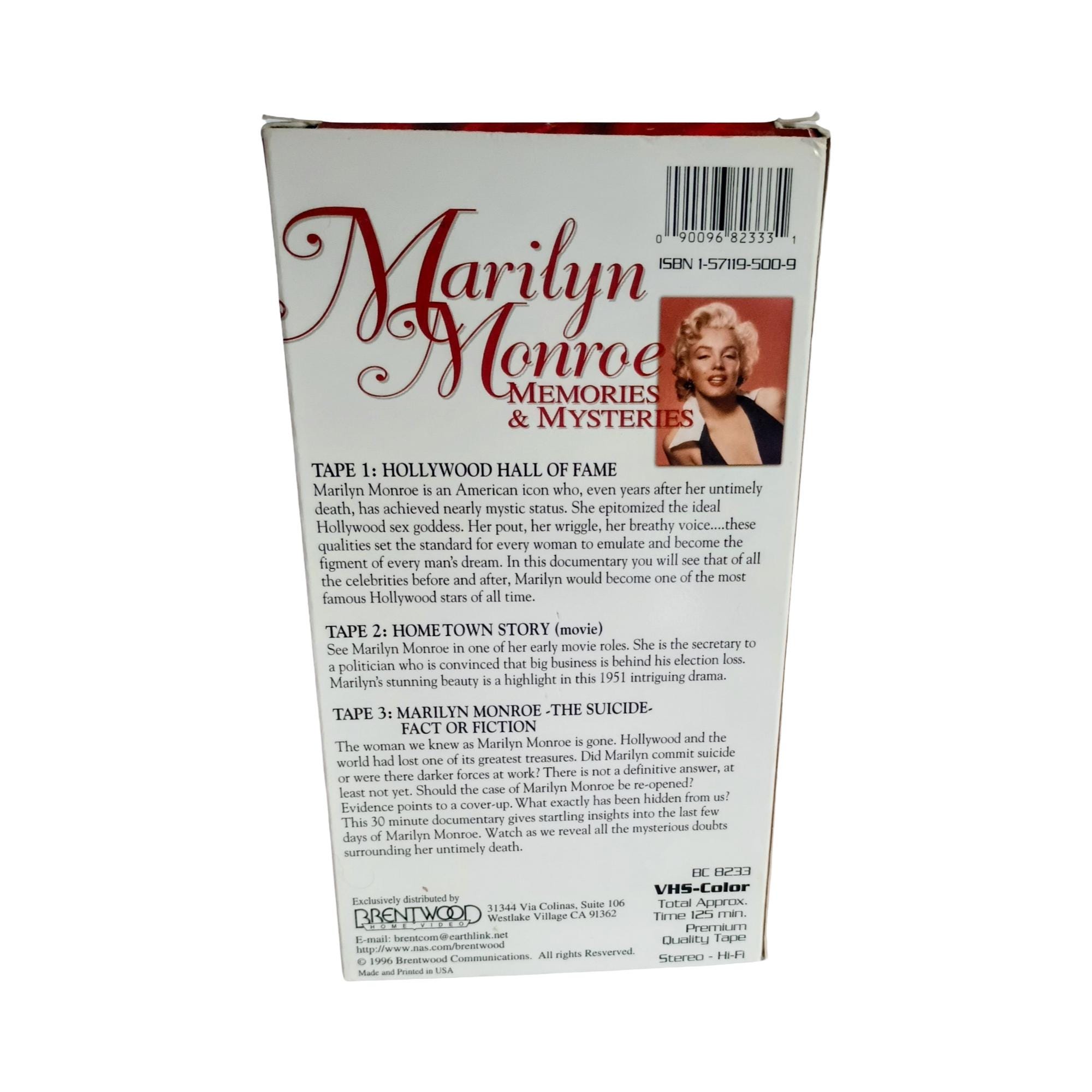 1996 Marilyn Monroe 'memories & Mysteries' VHS Boxed Set! - Etsy
