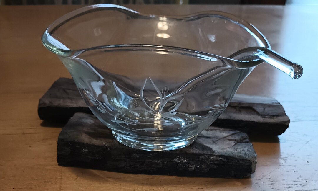 Vintage Glass Condiment Serving Bowl and Spoon - Etsy