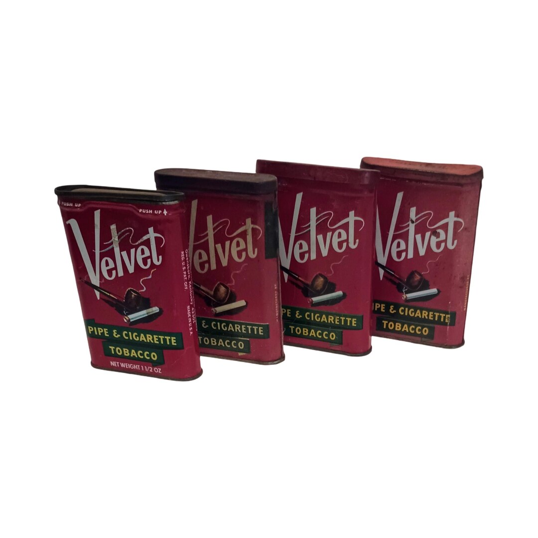 4 Vintage Velvet Pipe and Cigarette Tobacco Tins! - Etsy