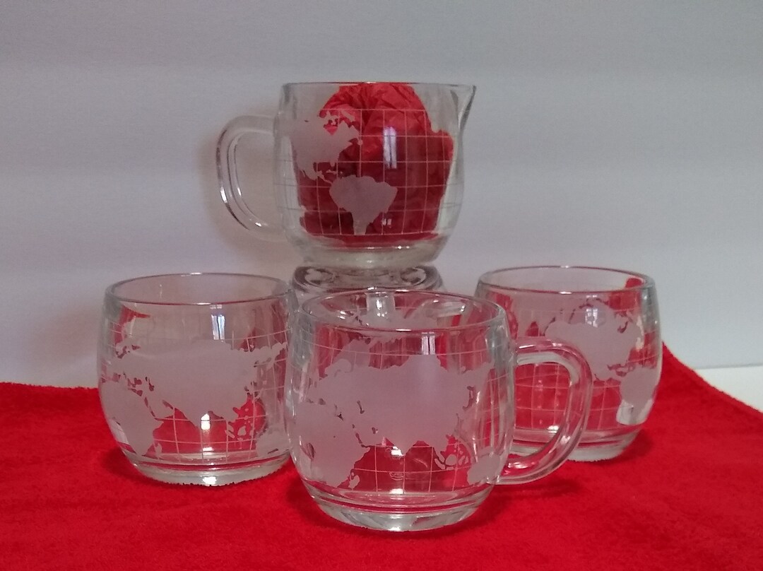 NESTLE World Map Glass Mugs & Creamer - Etsy