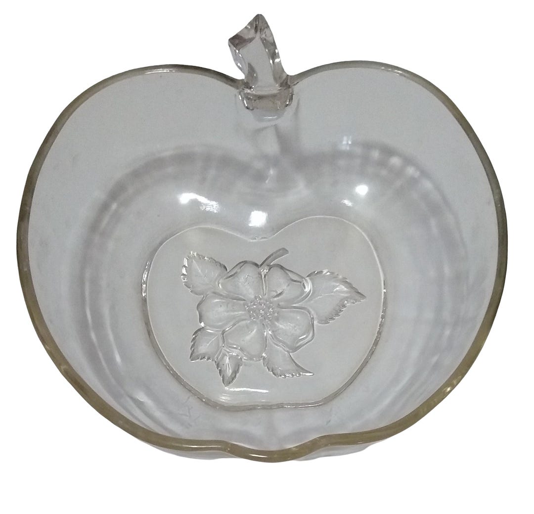 1960's Hazel Atlas Etched Glass Apple Blossom Serving Bowl! - Etsy