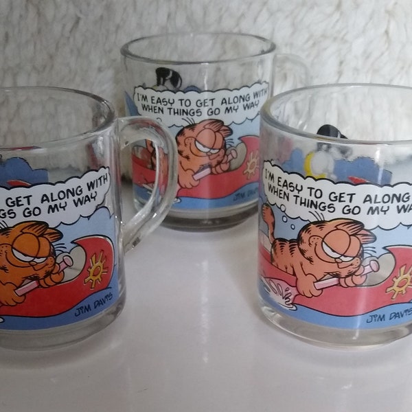 Garfield Glass Mugs - Etsy