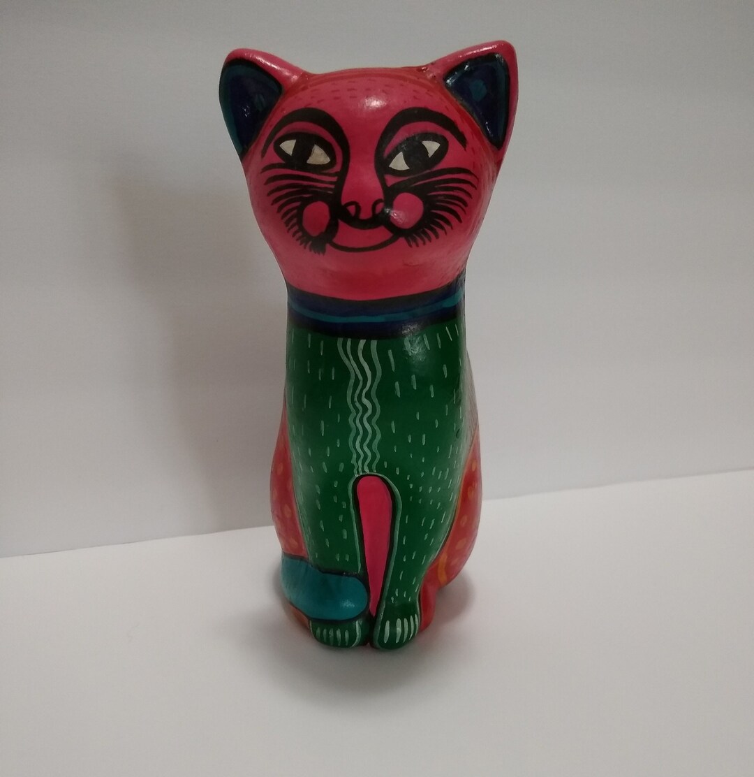 Whimsical Vintage Folk Art Pottery Cat - Etsy