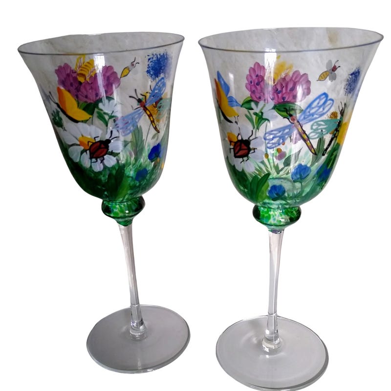 Painted Stem Glasses - Etsy