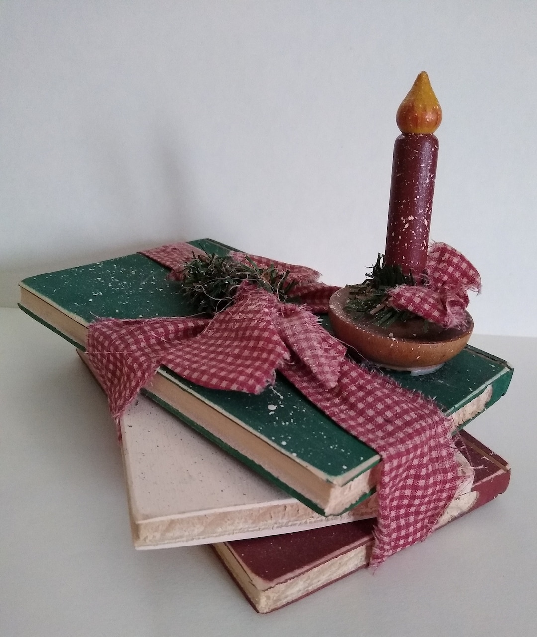 Wooden Christmas Book Stack Decoration - Etsy