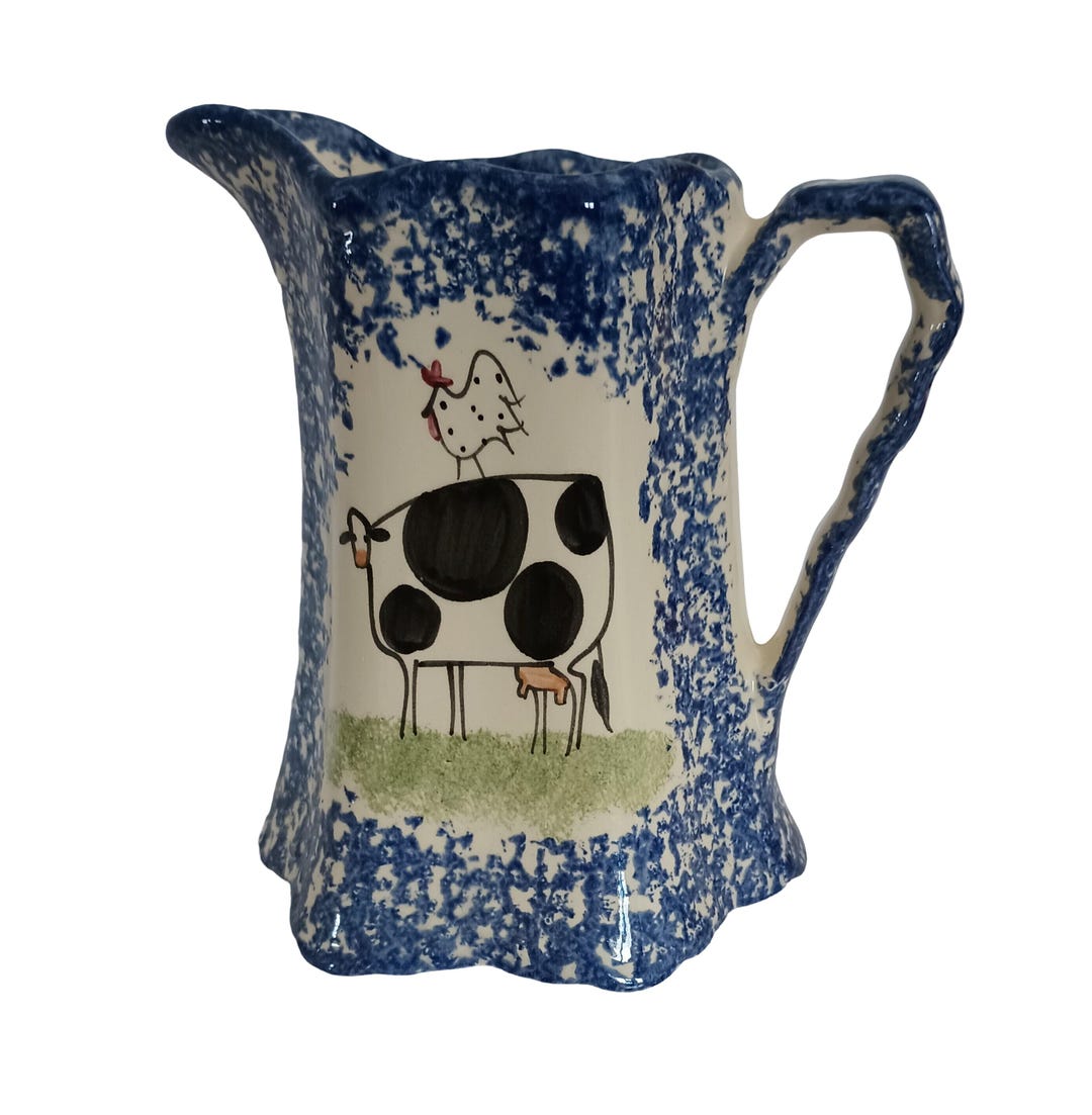 Molly Dallas 24 Oz. Spatterware Folk Art Pitcher! - Etsy