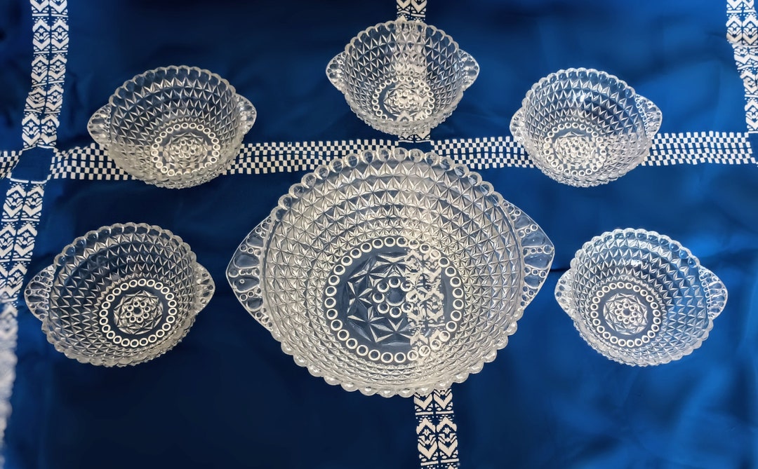 Vintage Hobnail Pattern Glass Salad Serving Set! - Etsy