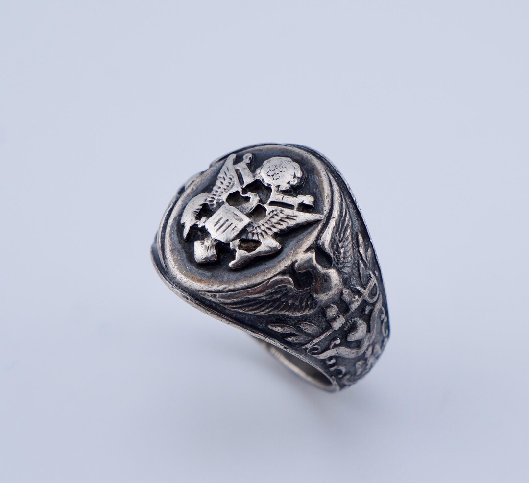 WW2 Sterling Silver US Army Ring Sz 9.25 Vintage Eagle Military WWII ...