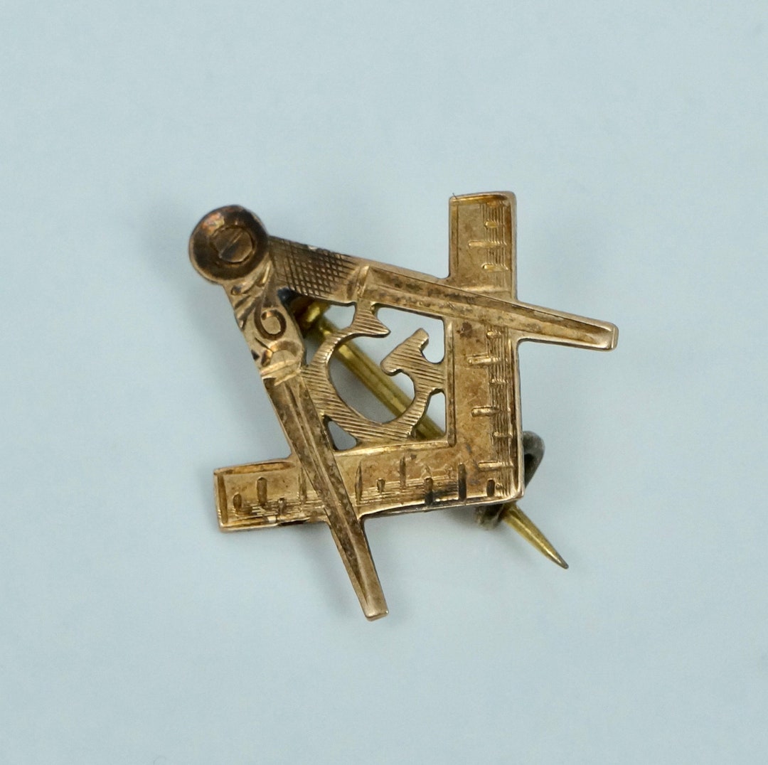 Early 19th Century 10K Masonic Gold Pin Brooch Compass Antique Vintage ...