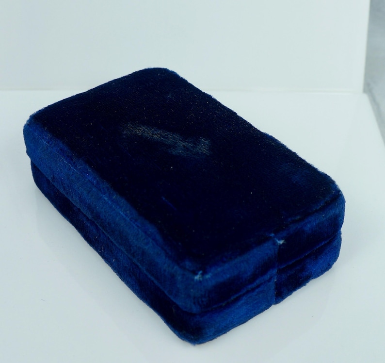 Antique Blue Velvet Necklace Jewelry Display Presentation Box Vintage ...