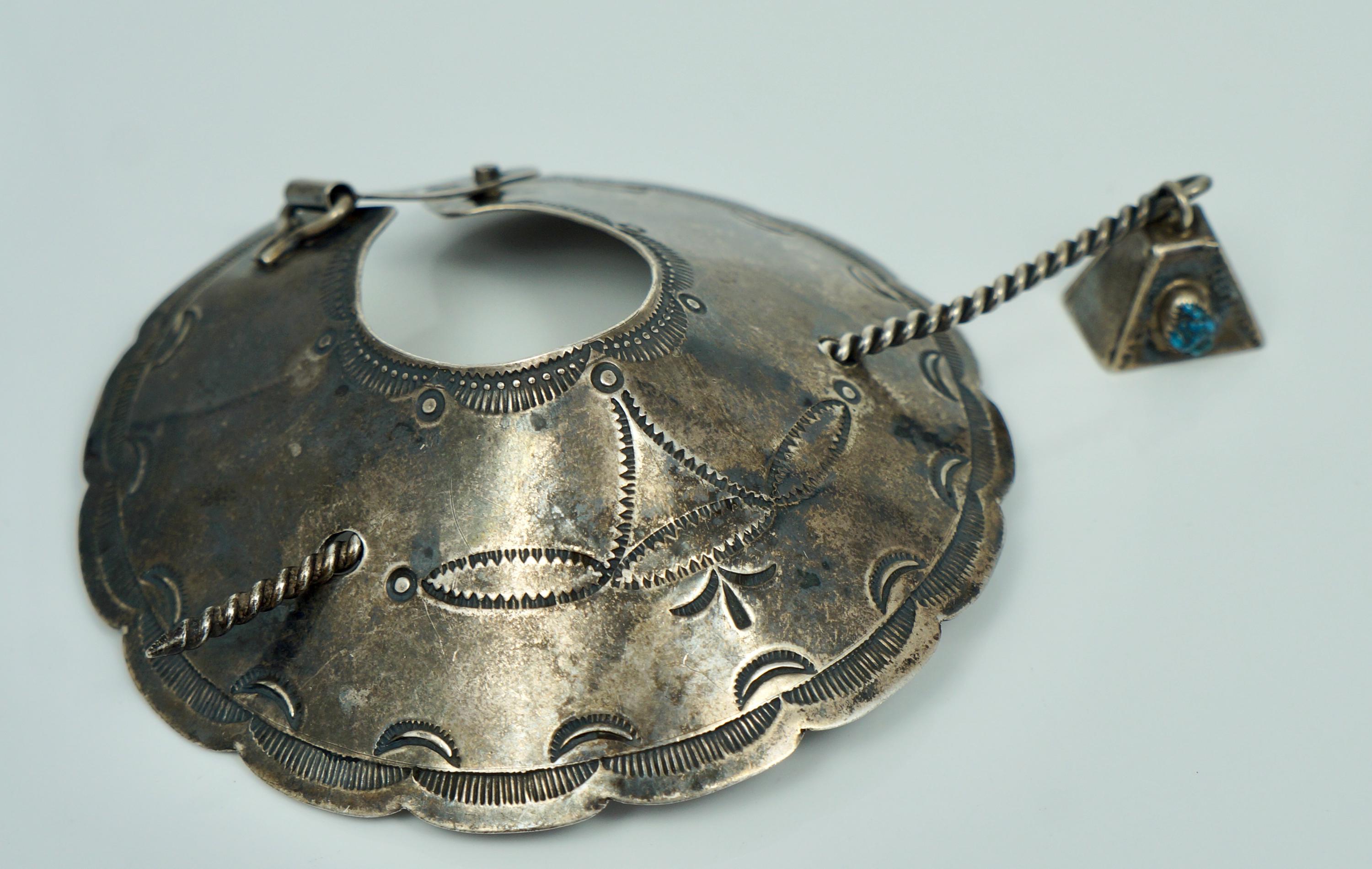 Vintage Navajo Sterling Turquoise Hair Bun Barrette Ponytail Native ...