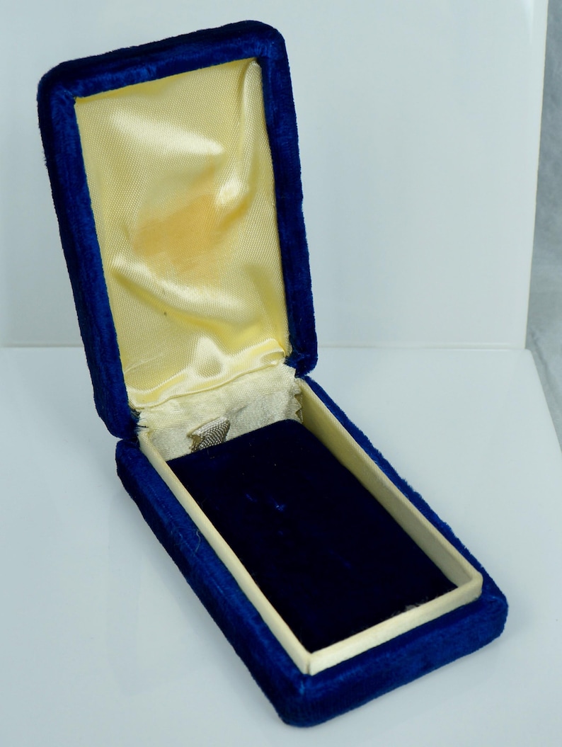 Antique Blue Velvet Necklace Jewelry Display Presentation Box Vintage ...