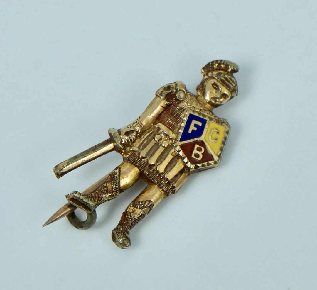 Early Figural Knights of Pythias FCB Gold Fill GF Pin Brooch Vintage ...