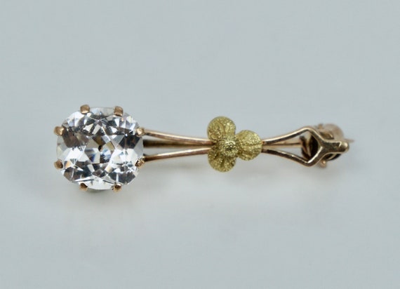 Halley's Comet 10K Yellow Gold Paste Georgian Pin Bro… - Gem