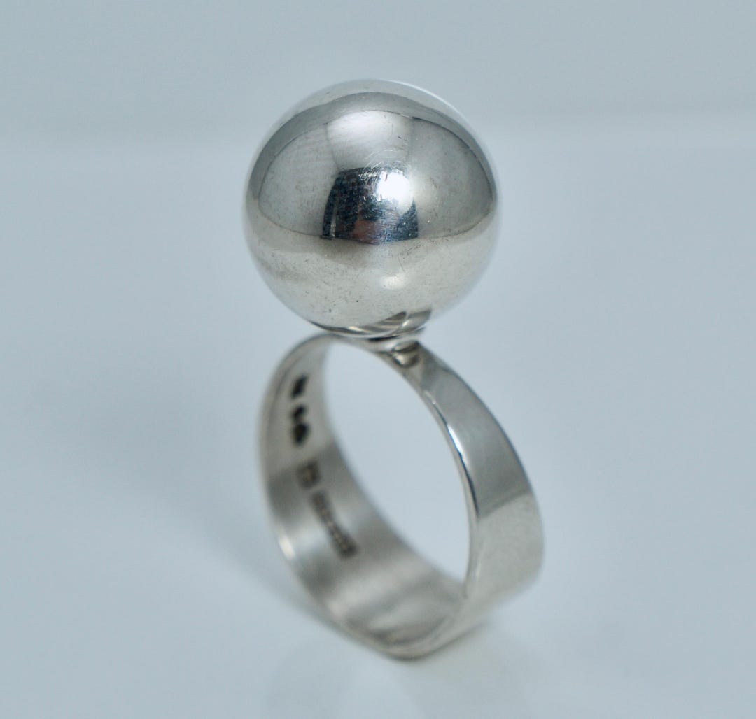 1966 Sweden Gert Gussi Thysell 830 Silver Modernist MCM Ball Ring ...
