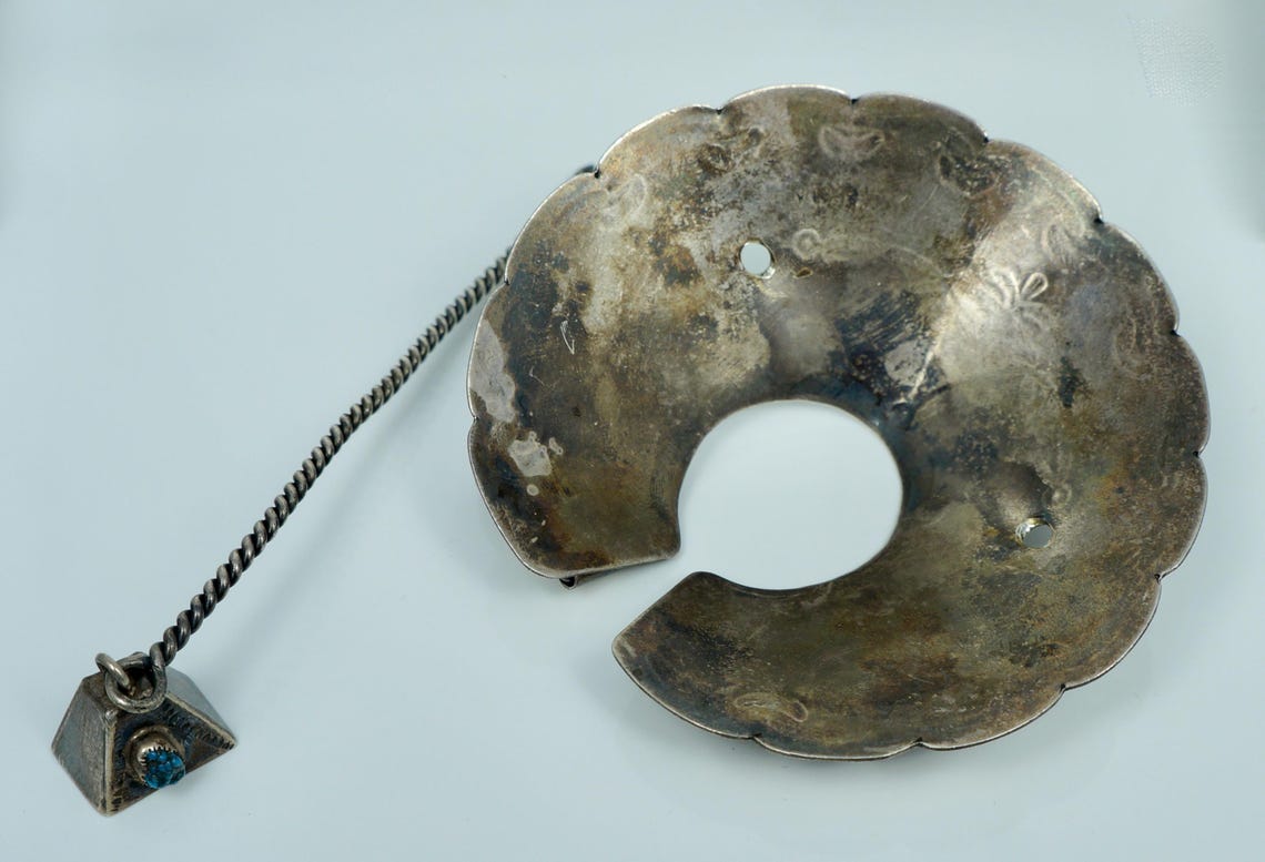 Vintage Navajo Sterling Turquoise Hair Bun Barrette Ponytail Native ...