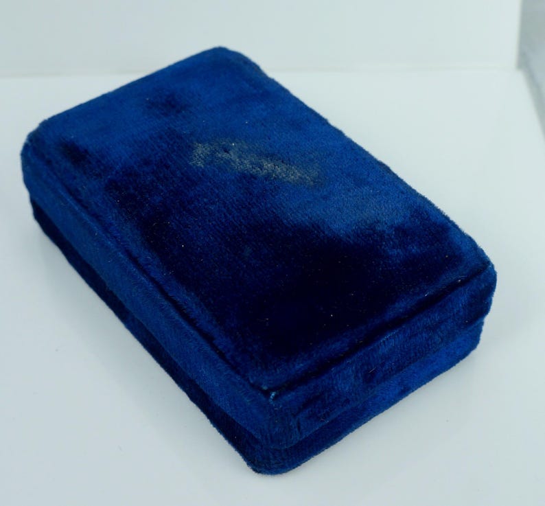 Antique Blue Velvet Necklace Jewelry Display Presentation Box Vintage ...