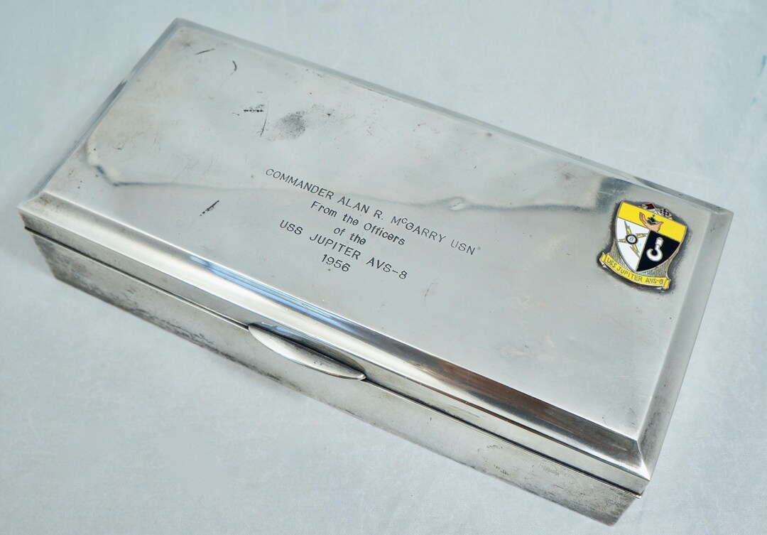 1956 USS Jupiter 950 Sterling Silver US Navy USN Award Jewelry Box Gift ...
