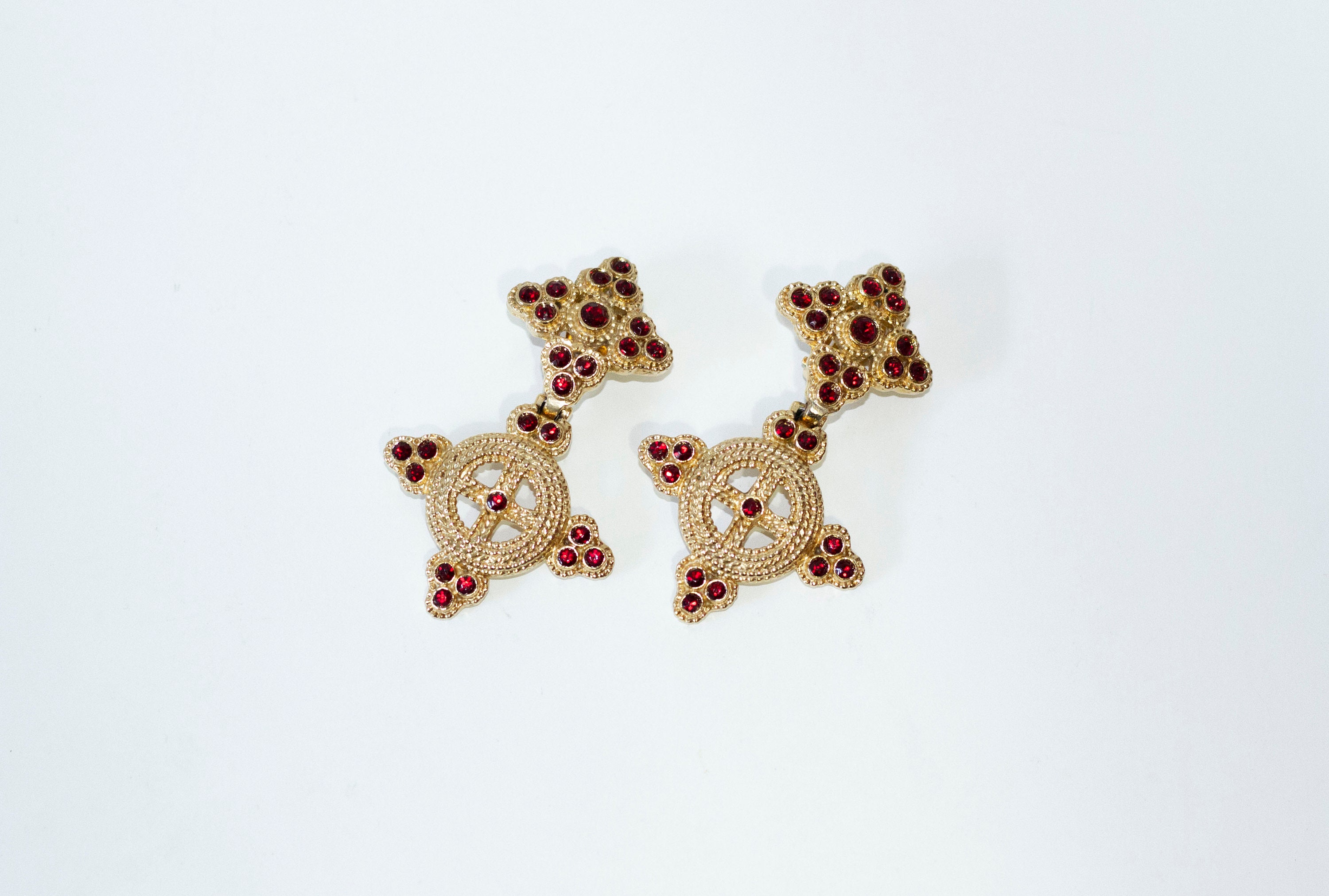 Vintage B&W Butler and Wilson 1980s Gothic Gold Tone Red Rhinestone ...