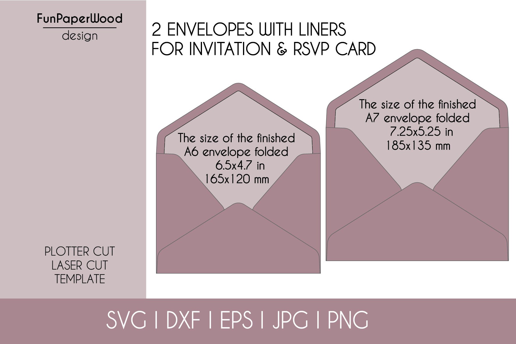 Set Wedding Invitation Envelope Cut Template A7 5x7 in RSVP Swirl ...