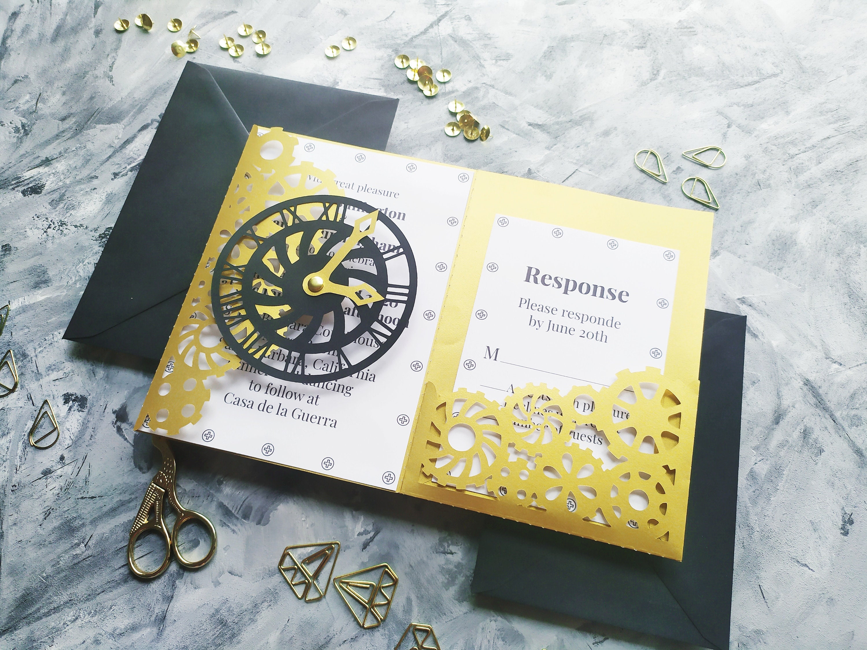 Tri Fold Steampunk Party Invitation Greeting Congratulations | Etsy