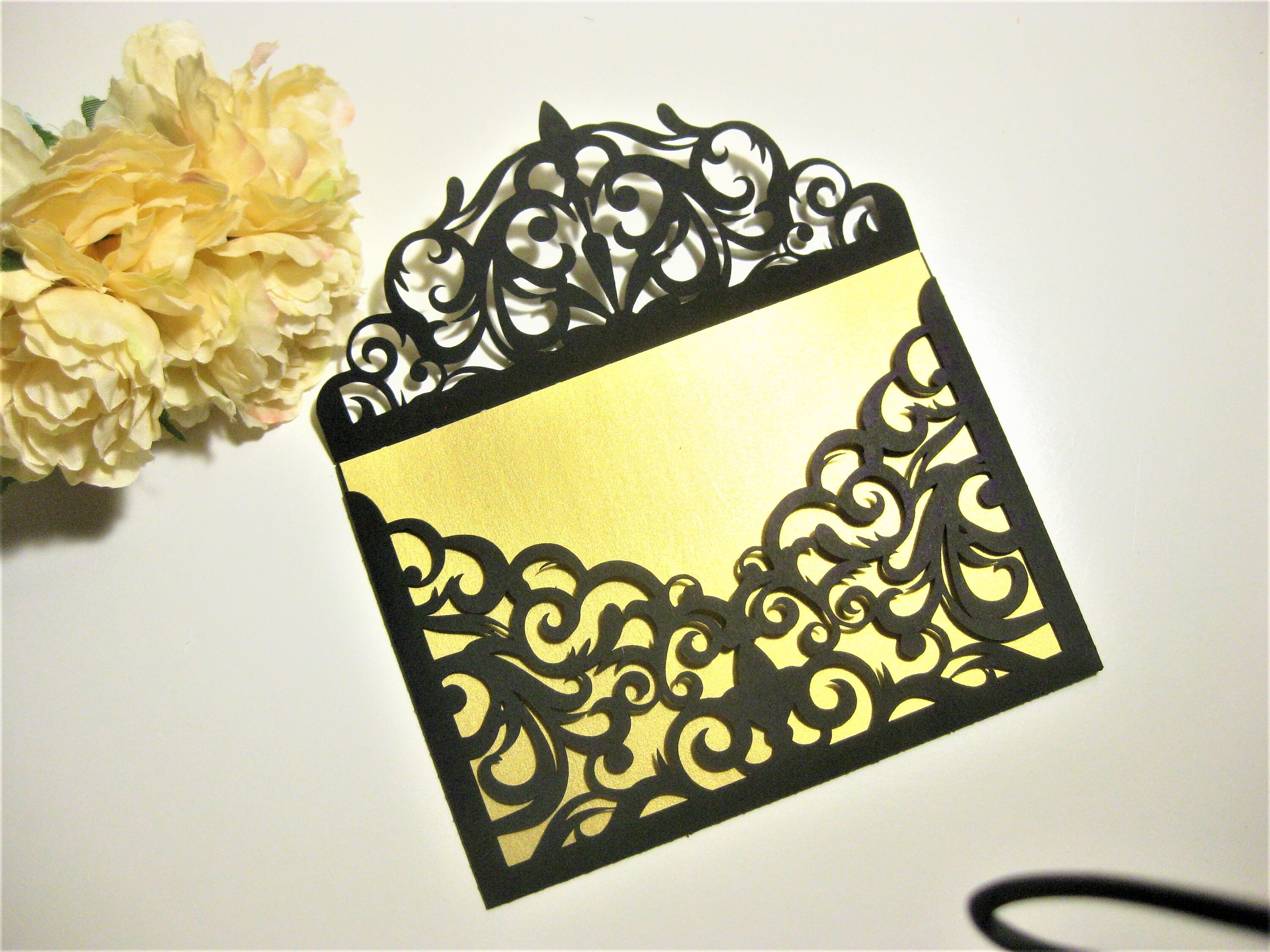 Set Wedding Invitation Envelope Cut Template A7 5x7 in RSVP | Etsy