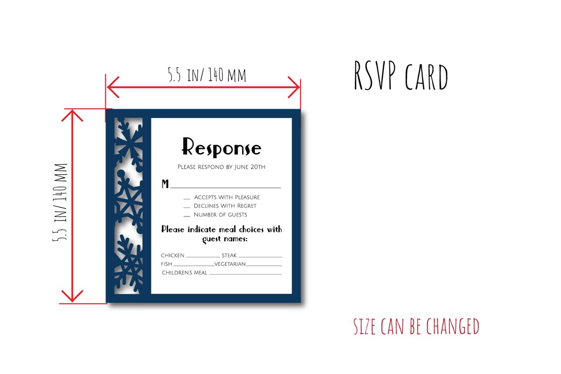 Set Winter Gate Fold Wedding Invitation 6x6 RSVP Card | Etsy