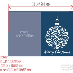 Merry Christmas Card Cut Template 5x7 + A7 Envelope Classic Lettering ...