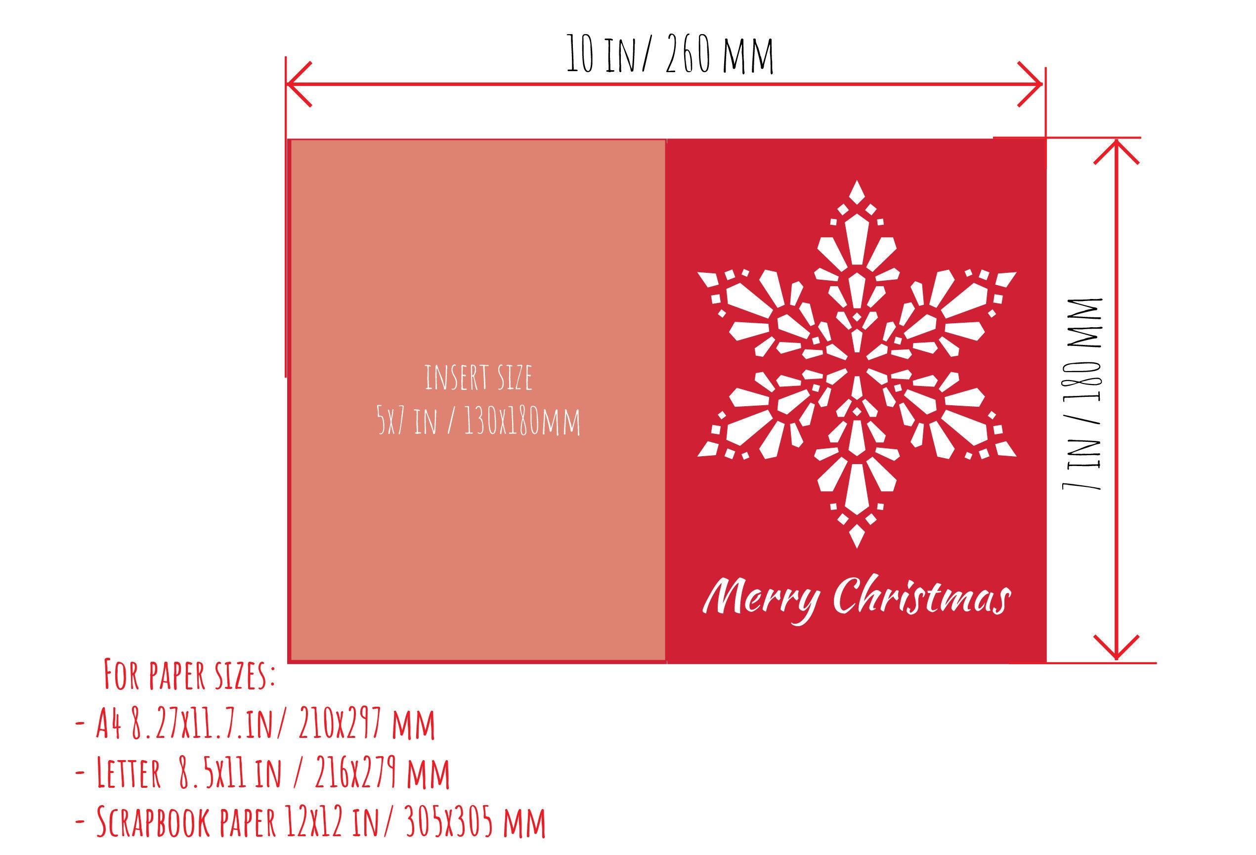 Merry Christmas Card Cut Template 5x7 A7 Envelope Classic - Etsy Australia