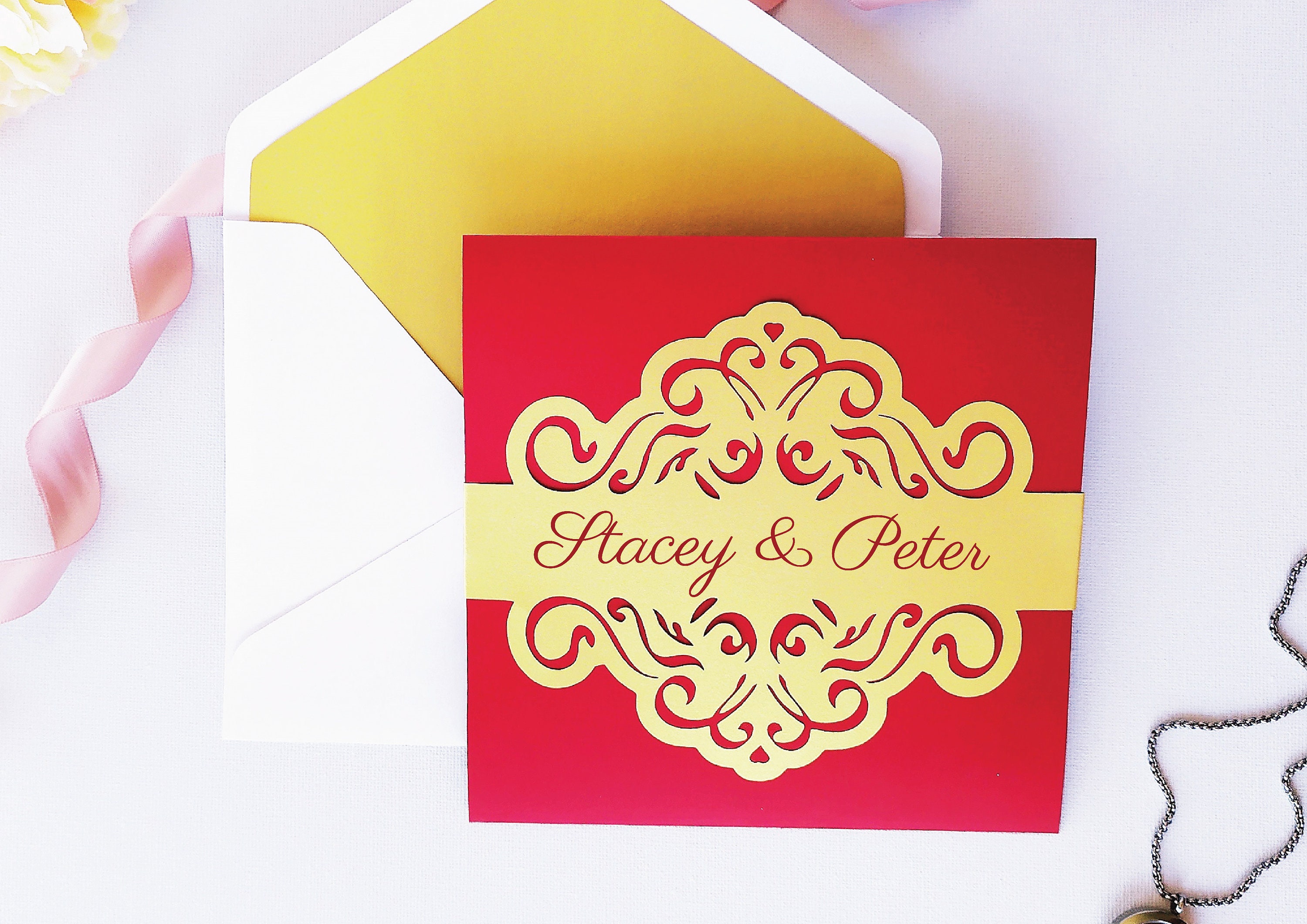 Bellyband Belly Band Wedding Invitation Cut Template 6x6 or 5x7 Swirl ...