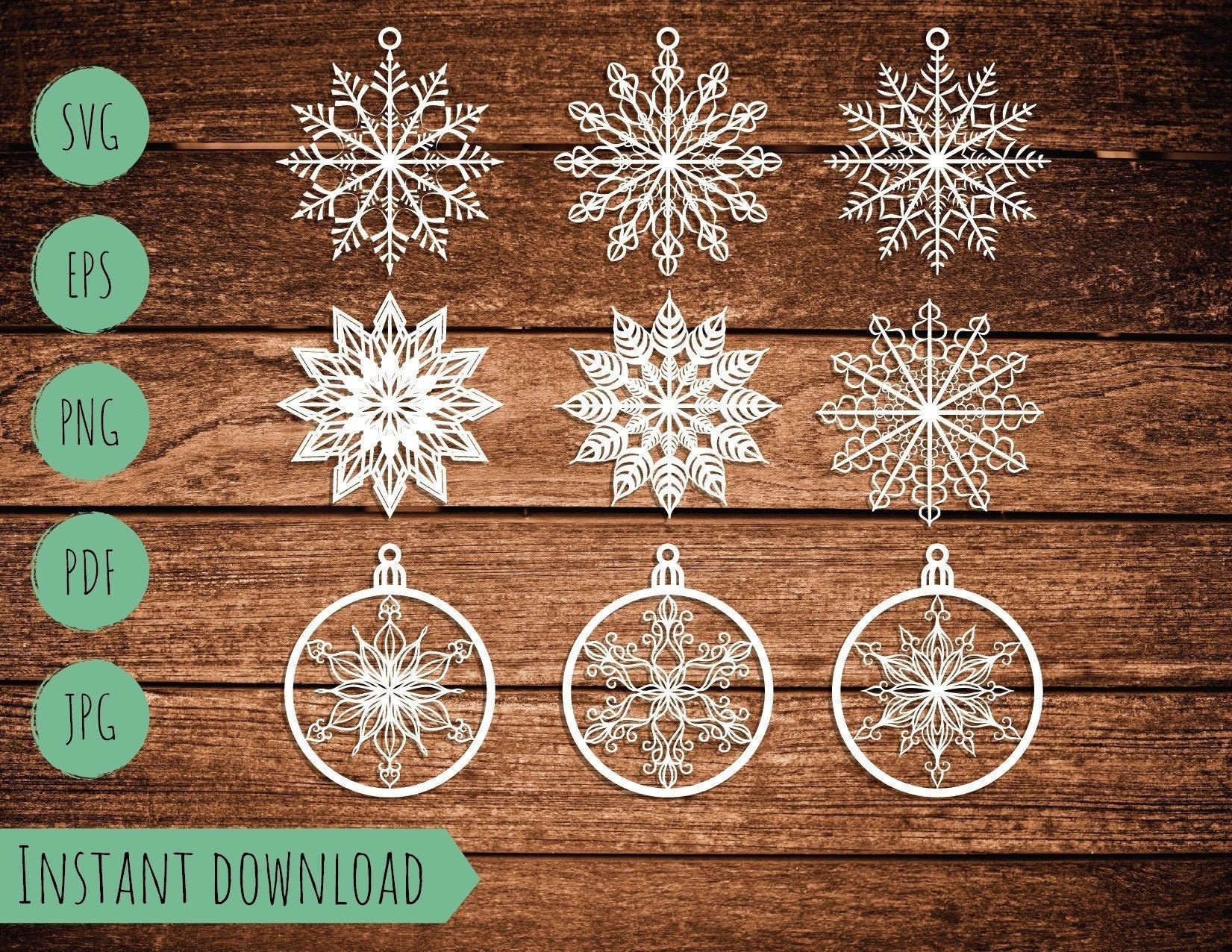Set 9 Christmas Decoration Snowflake Ball Baubles New Year - Etsy