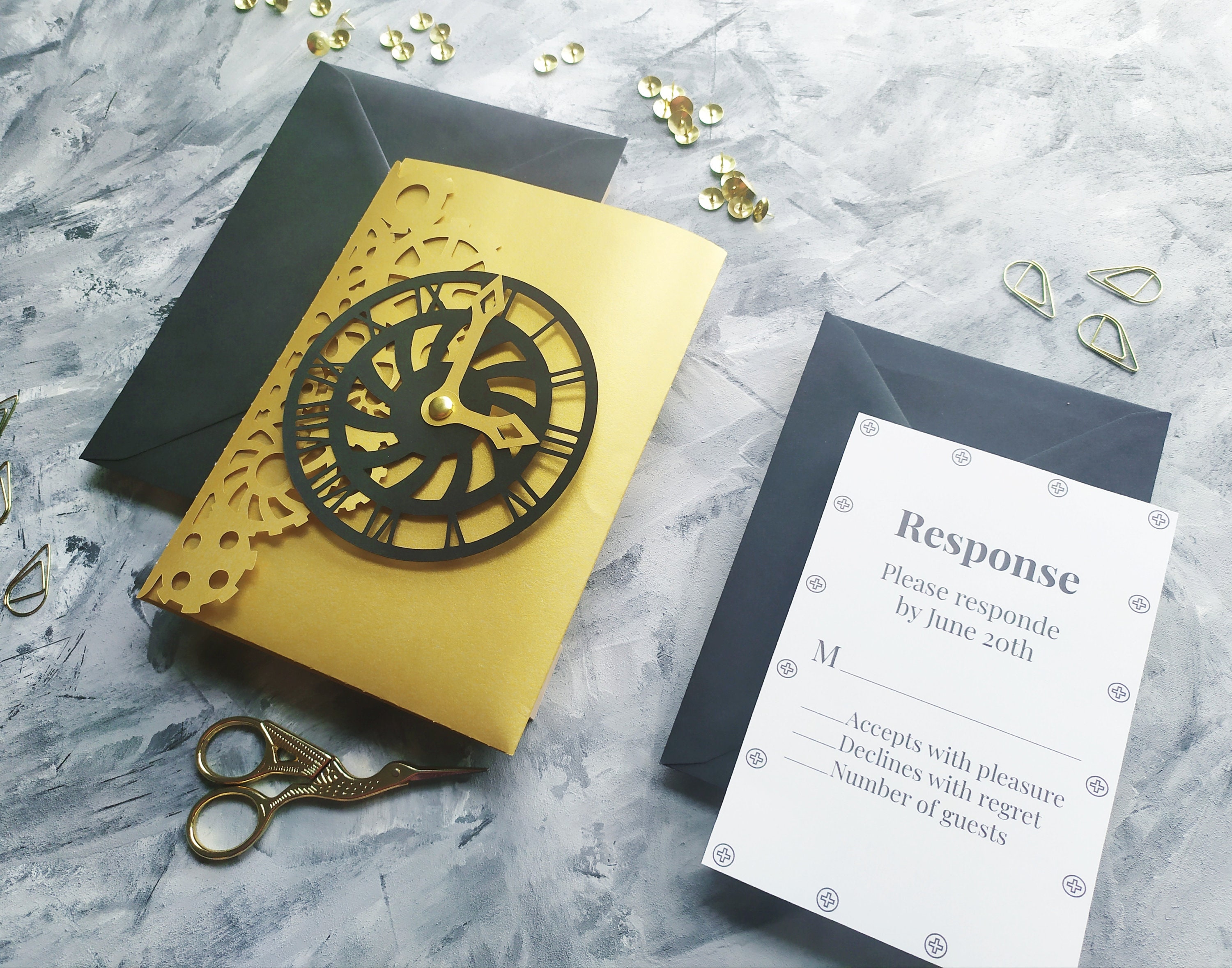 Tri Fold Steampunk Party Invitation Greeting Congratulations Card Cut ...