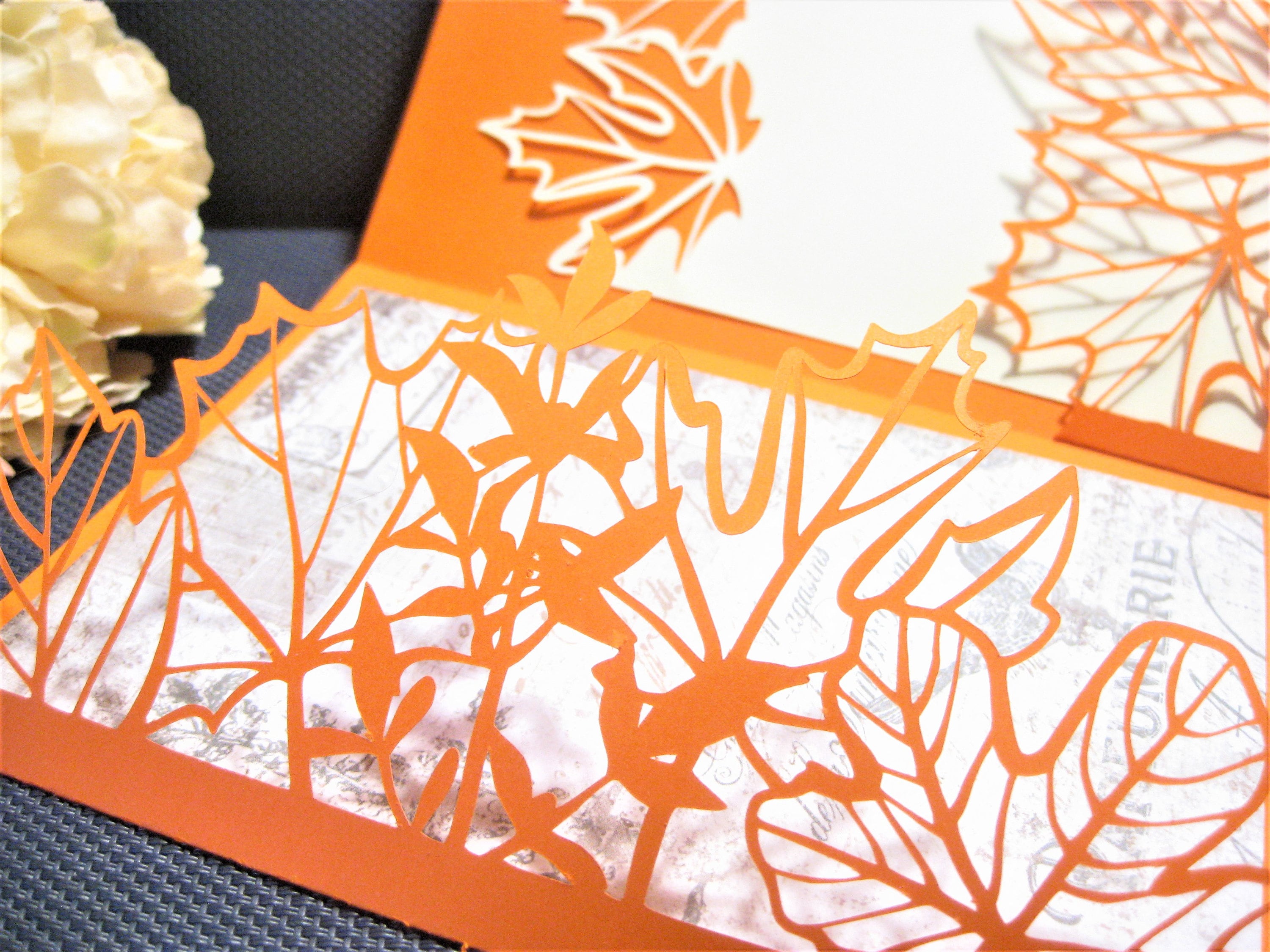 Set Autumn Fall Leaf Tri Fold Pocket A7 Wedding Invitation A7 | Etsy