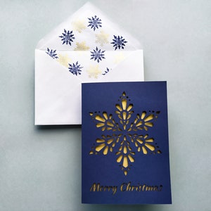 Merry Christmas Card Cut Template 5x7 + A7 Envelope Classic Lettering ...