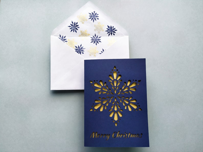 Merry Christmas Card Cut Template 5x7 + A7 Envelope Classic Lettering ...