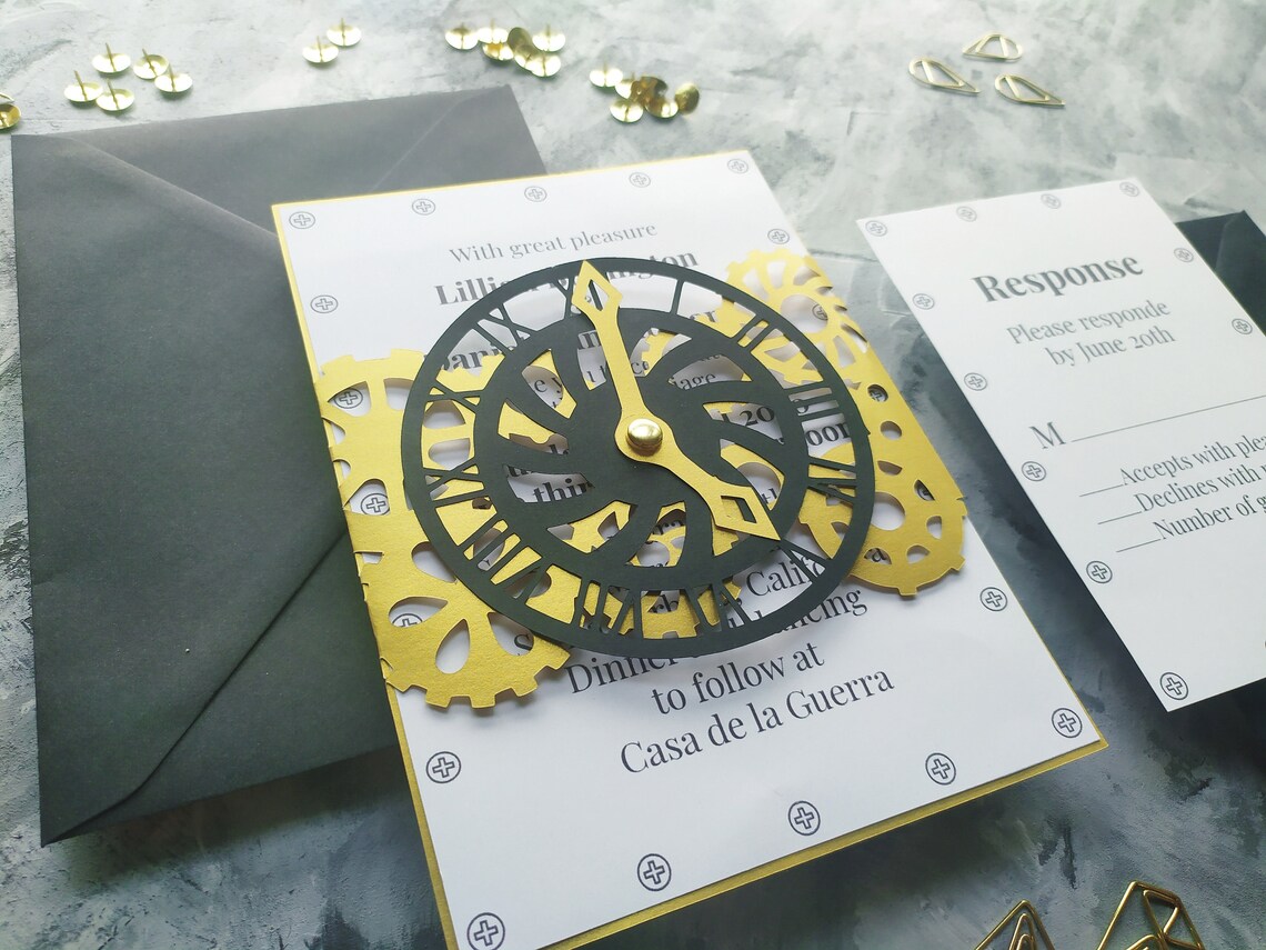 Bellyband Steampunk Party Invitation Greeting Congratulations Card Cut ...