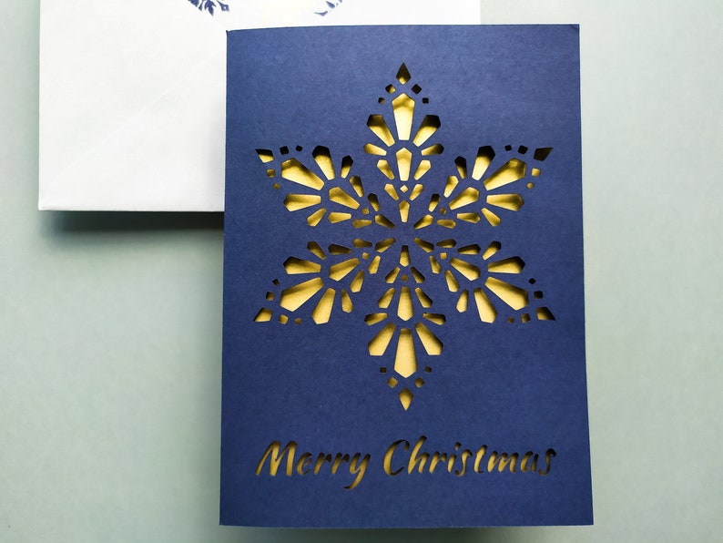 Merry Christmas Card Cut Template 5x7 + A7 Envelope Classic Lettering ...