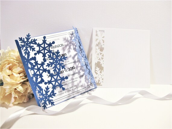 Set Winter Gate Fold Wedding Invitation 6x6 RSVP Card Envelope - Etsy