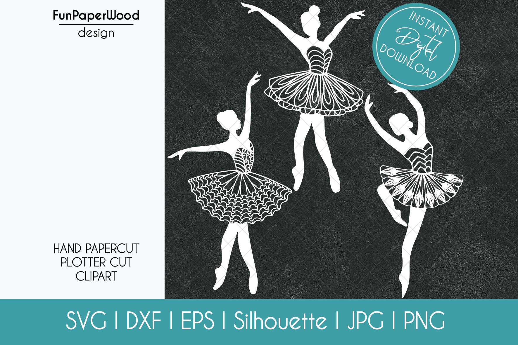 3 Dancing Ballerina SVG Bundle Papercut Templates Ballet | Etsy