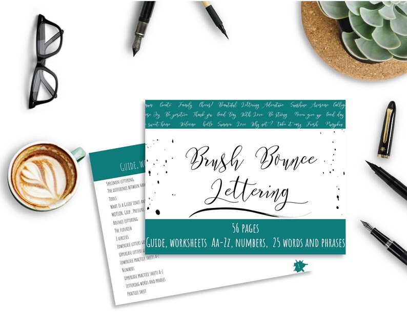 Bounce Hand Lettering Worksheets PDF Printable Guide | Etsy