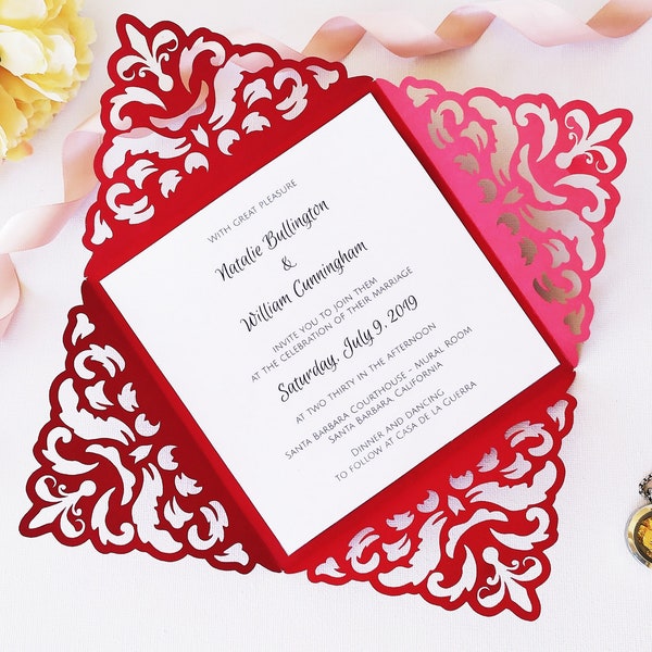 Laser Cut Wedding Invitation Four Fold - Etsy