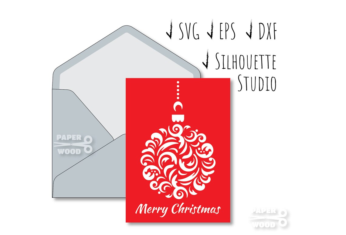 Merry Christmas Card Cut Template 5x7 A7 Envelope Classic - Etsy