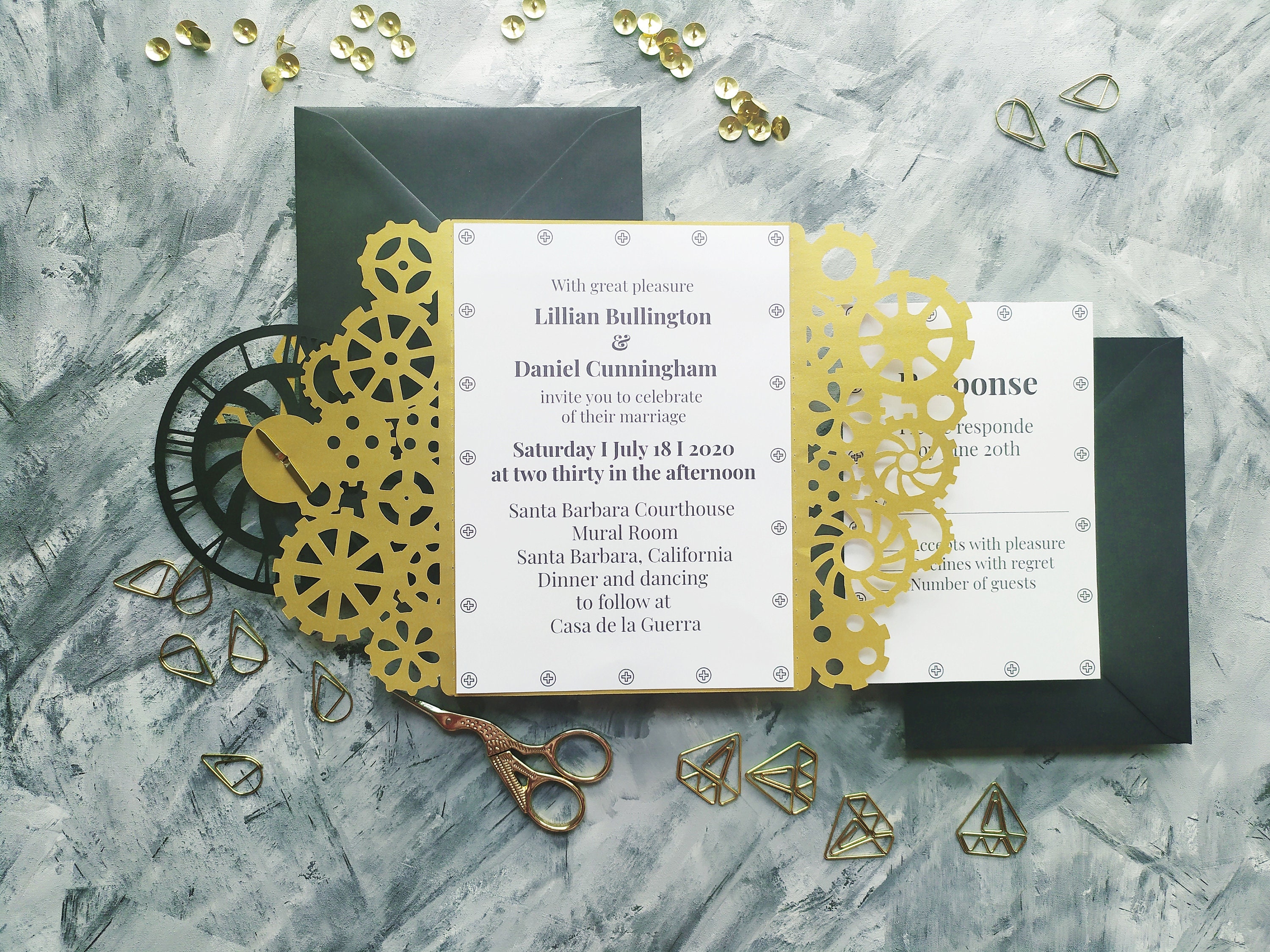 Gate Fold Steampunk Party Invitation Greeting Congratulations | Etsy