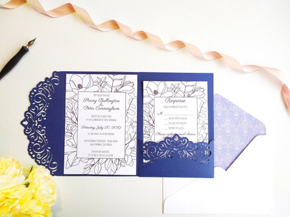 Tri-fold Pocket Wedding Invitation Cut Template Envelope A7 - Etsy