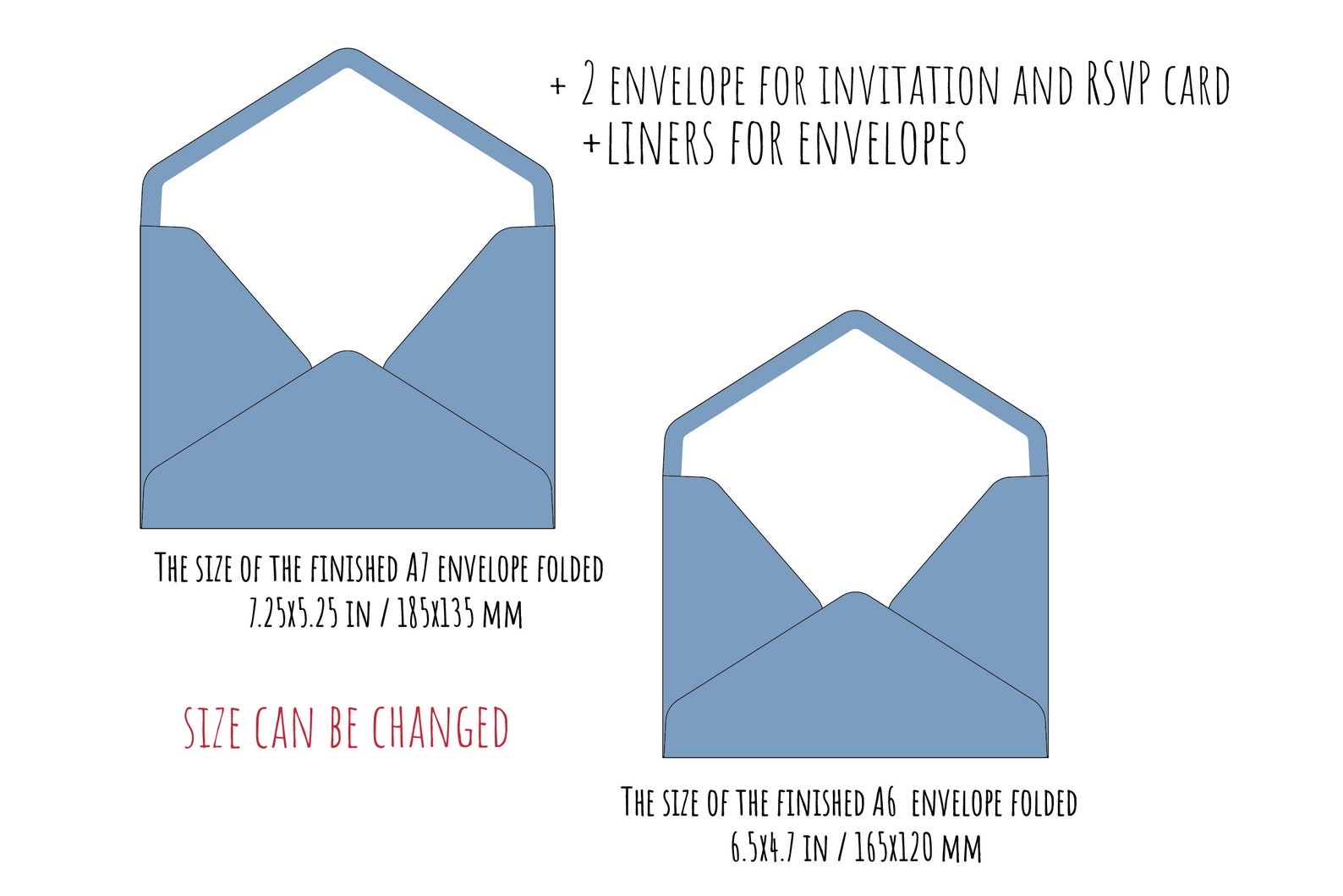 Tri-fold Pocket Wedding Invitation Cut Template Envelope A7 | Etsy Canada