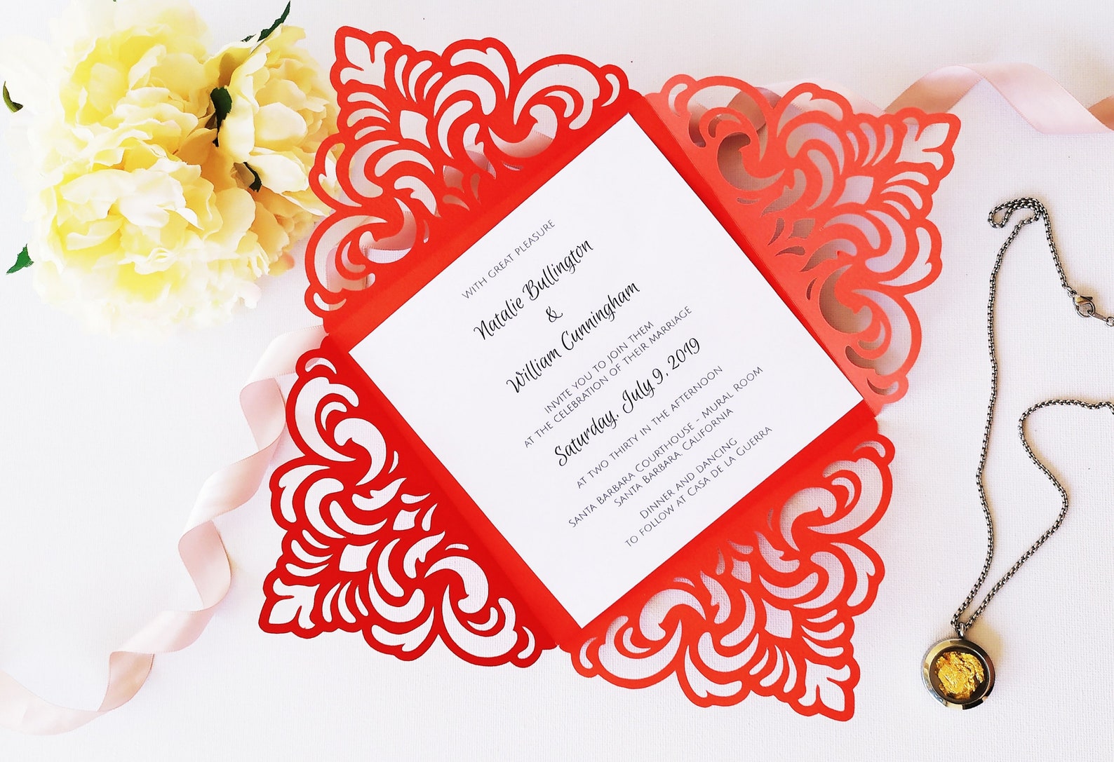 Four-fold Square Wedding Invitation Cut Template Envelope 6x6 | Etsy