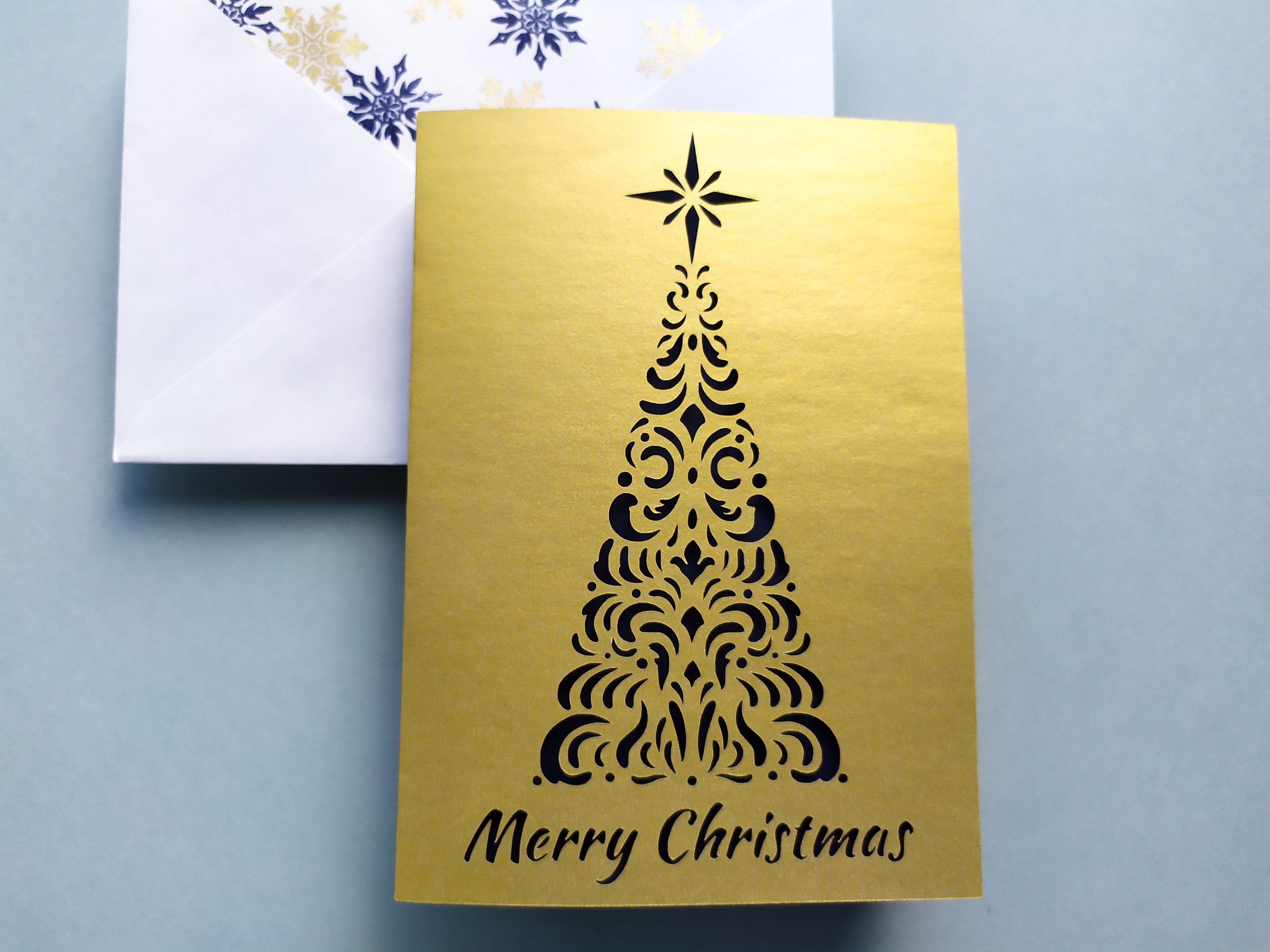 Merry Christmas Card Cut Template 5x7 A7 Envelope Classic | Etsy